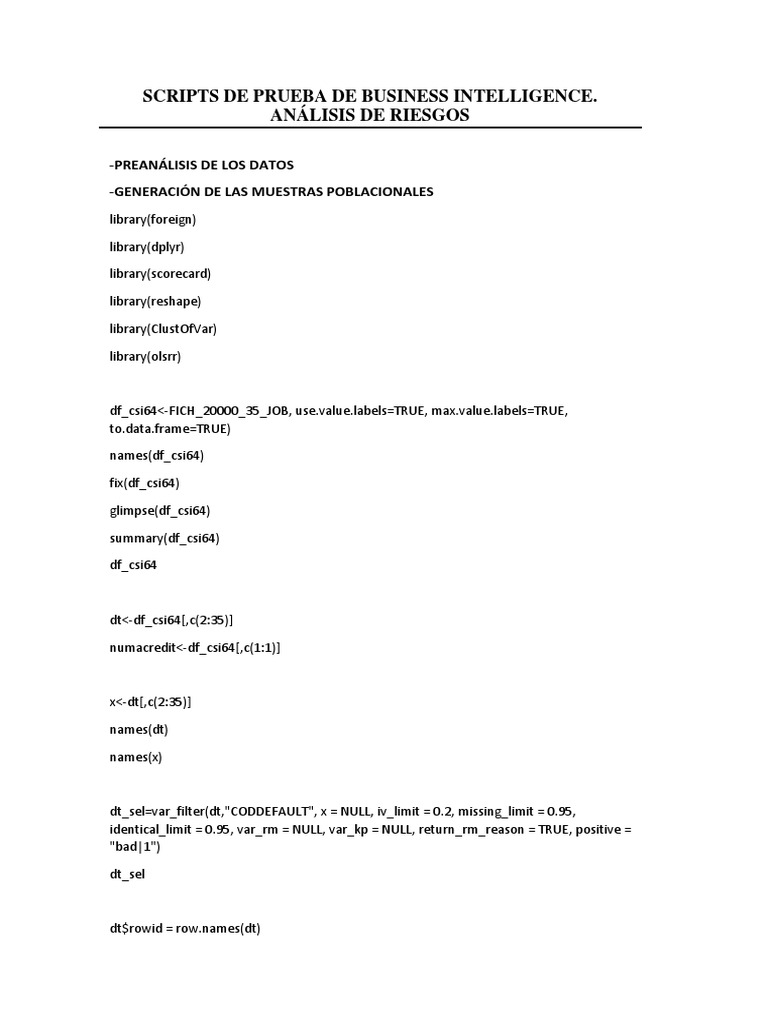 Scripts de Prueba de Business Intelligence | PDF | Computers
