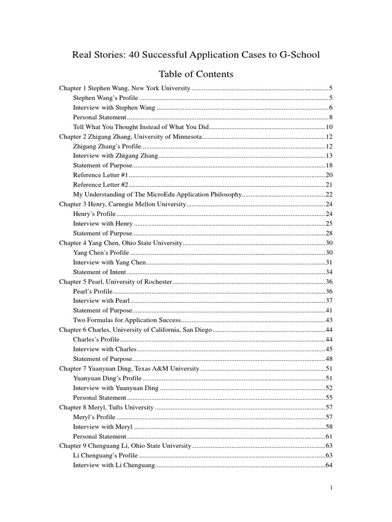 Real Stories: 40 Successful Application Cases To G-School | PDF