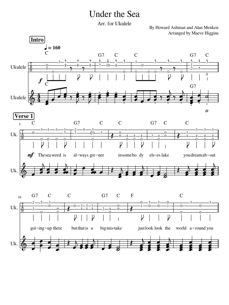Under The Sea Ukulele Tabs Chords | PDF | Walt Disney Animation Studios ...