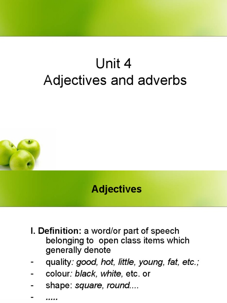 Unit.3 - Adjectives and Adverbs | Download Free PDF | Adjective | Adverb