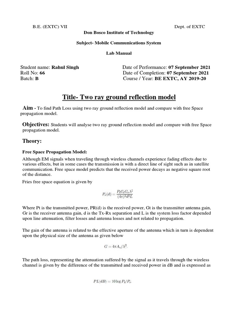 Rahul Singh - 66 - Expt - 3 | PDF | Antenna (Radio) | Radio Propagation