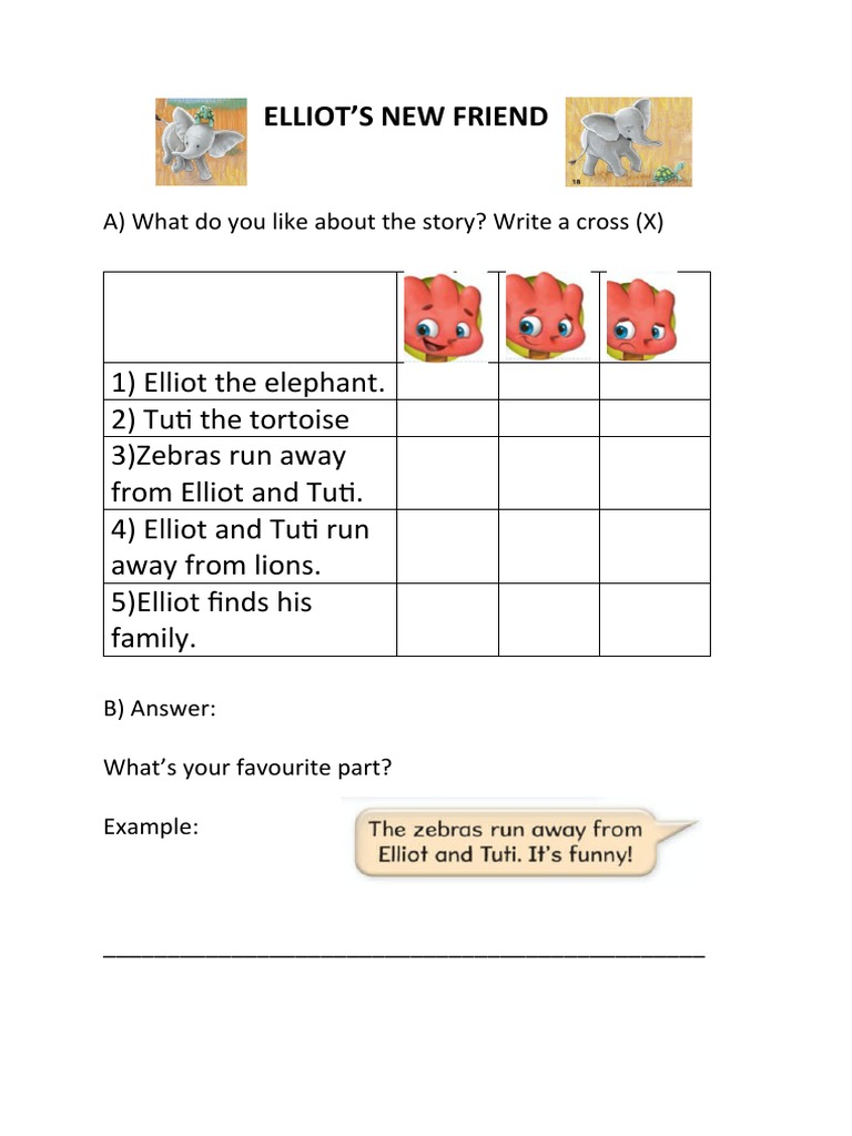 Worksheet Elliots New Friend | PDF