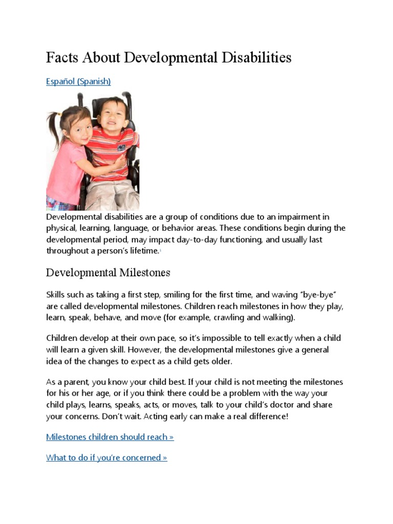 Facts About Developmental Disabilities | PDF | Autism | Pregnancy