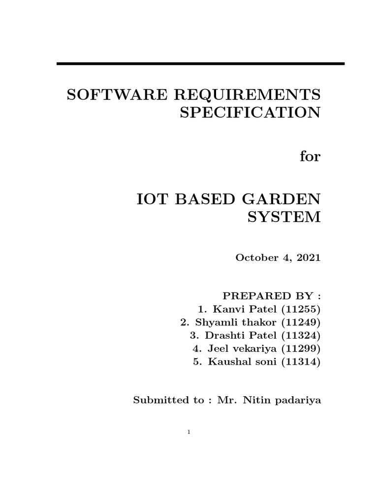 Software Requirements Specification 1 | PDF | Internet Of Things | Sensor