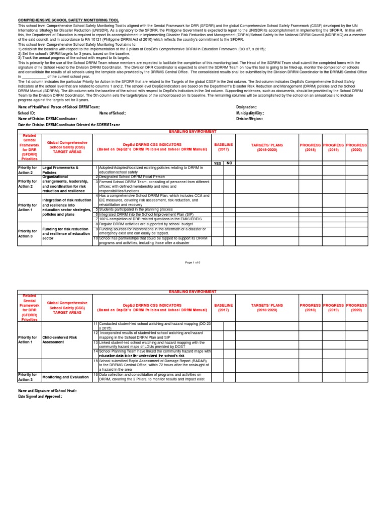 CSS Monitoring Tool DRRMS Edited 18 Jan 2017 1 | PDF | Disaster Risk ...
