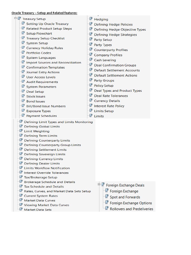 Oracle Treasury - Setup and Related Features | PDF