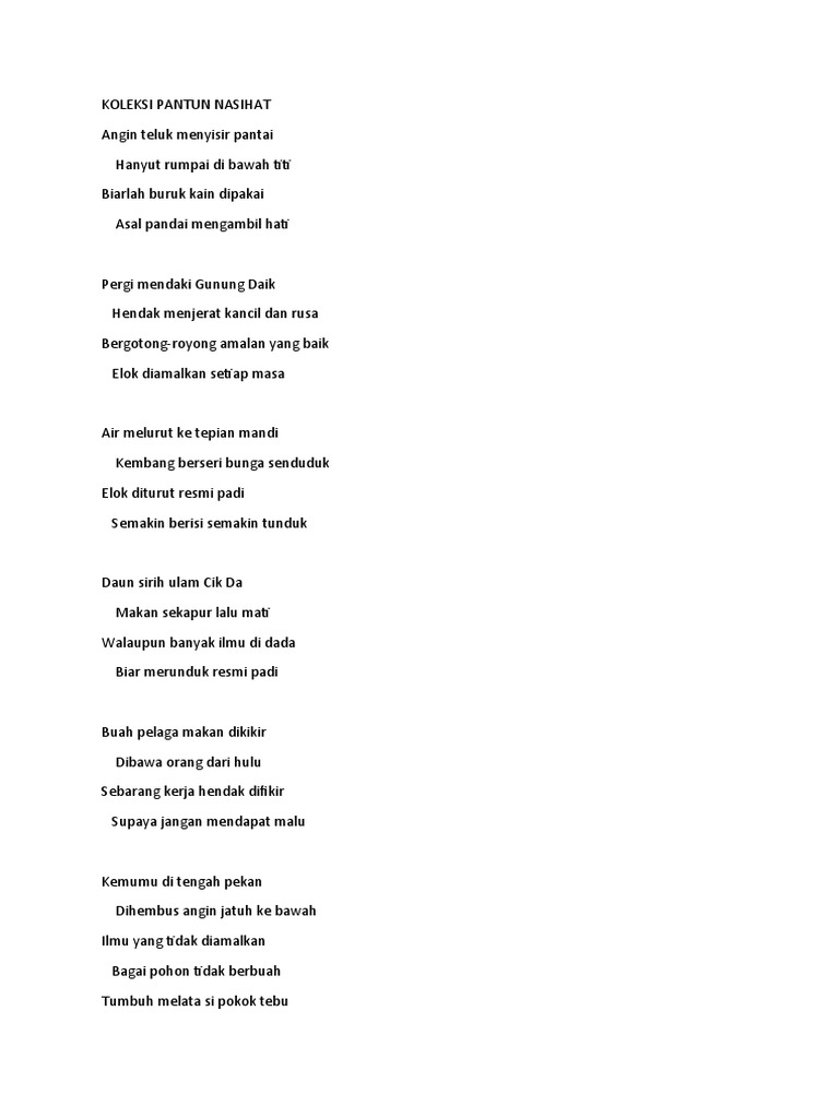 Koleksi Pantun Nasihat | PDF