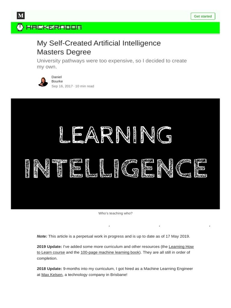 My Self-Created Artificial Intelligence Masters Degree | PDF ...