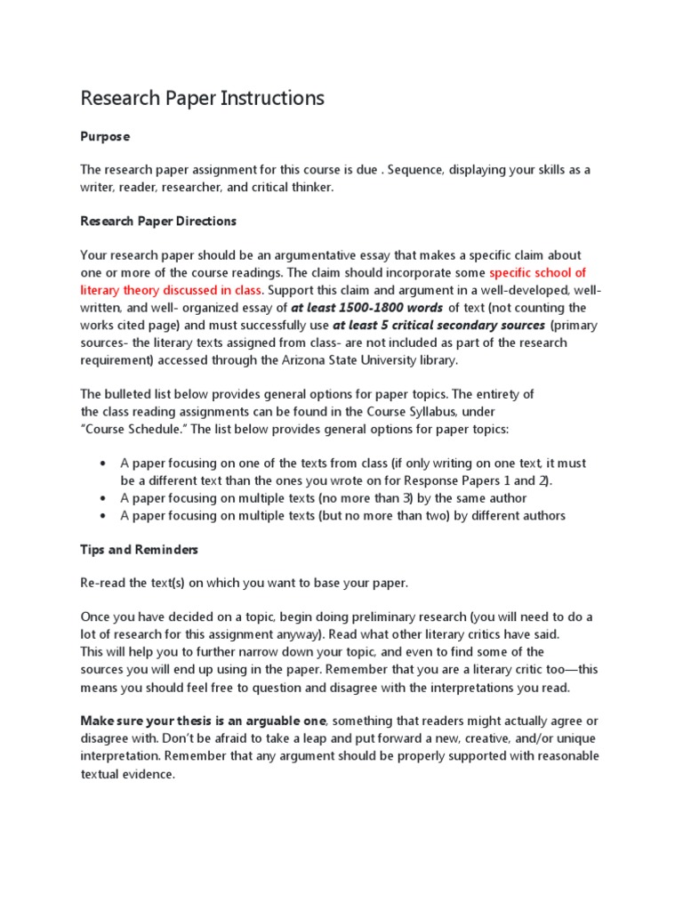 Research Ppaer Instructions | PDF | Essays | Academic Publishing