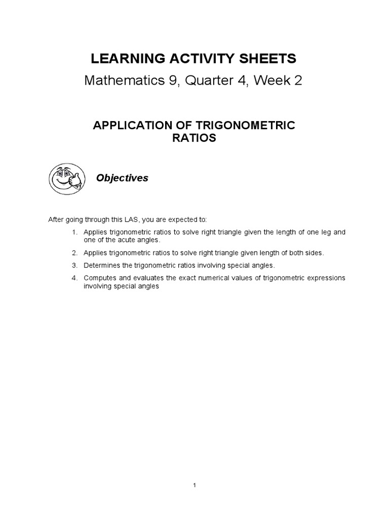 Mathematics 9, Quarter 4, Week 2: Learning Activity Sheets | PDF ...