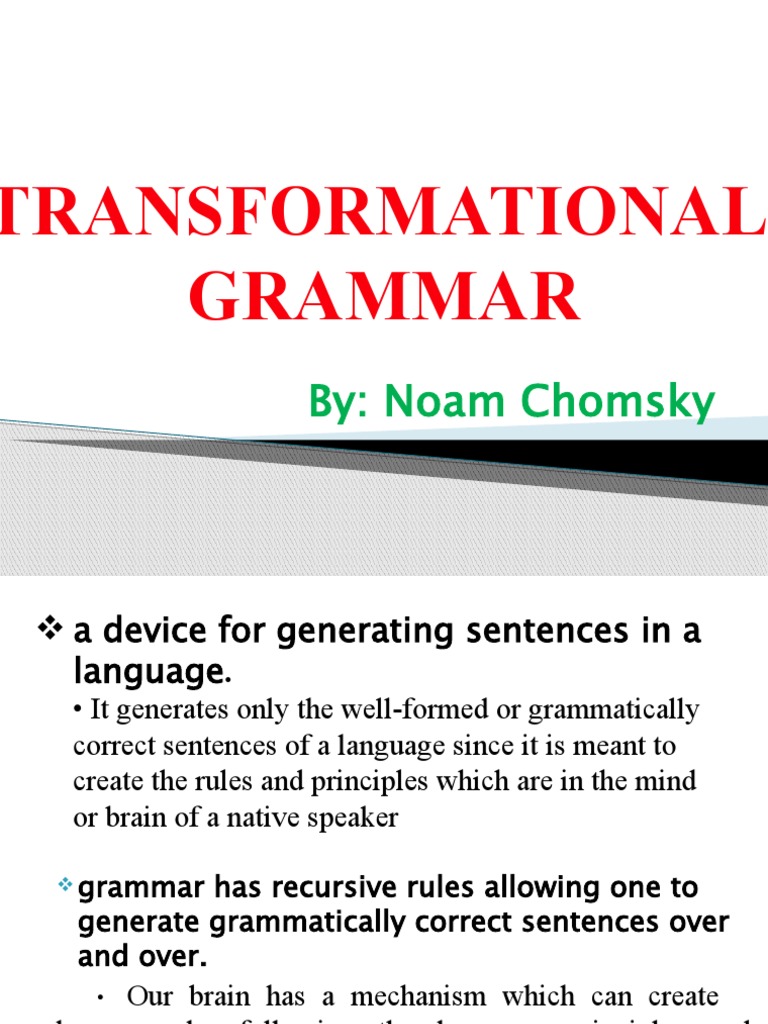 Transformational Grammar: By: Noam Chomsky | PDF | Communication | Linguistics