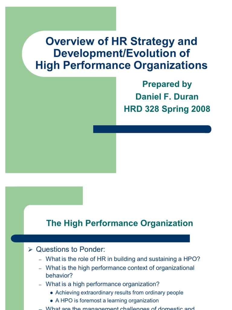 High Performance Organizations | PDF