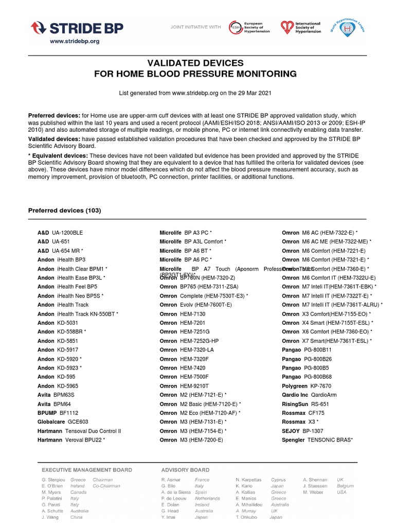 Validated Home Blood Pressure Monitors | PDF | Computing