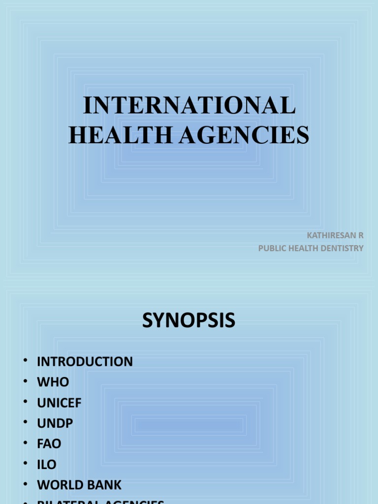 Overview of International Health Agencies | PDF | World Health ...