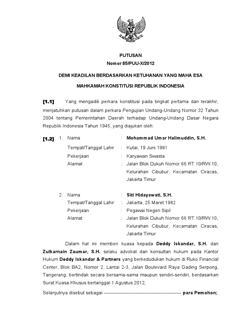 Contoh Surat Izin Permohonan MK | PDF