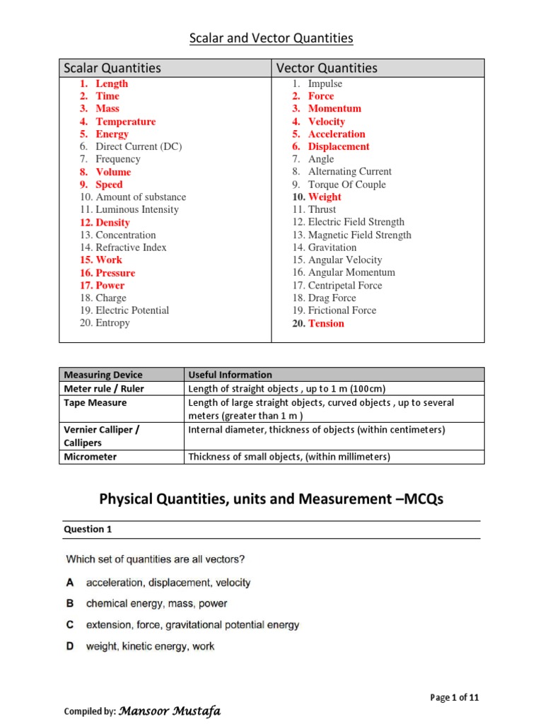 Physics Worksheet Unit 1 | PDF | Measuring Instrument | Metrology