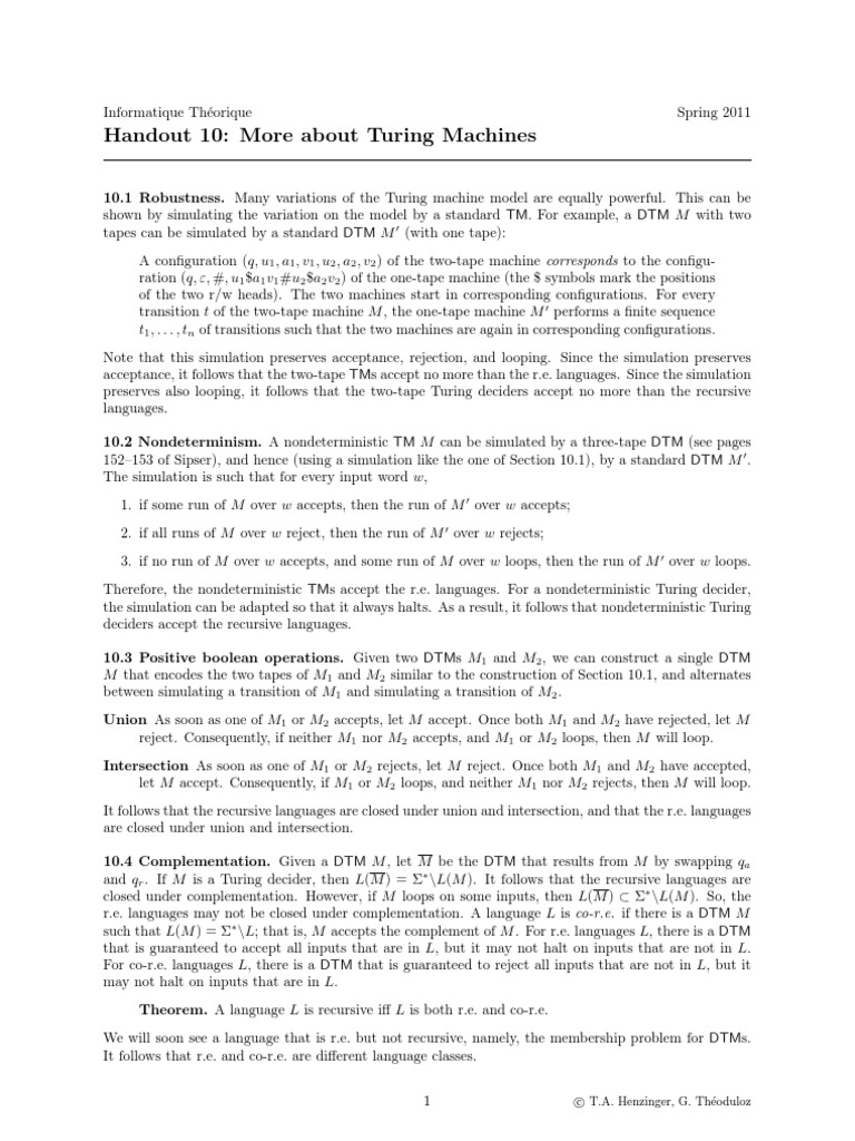Handout 10 | Download Free PDF | Theory Of Computation | Computability Theory