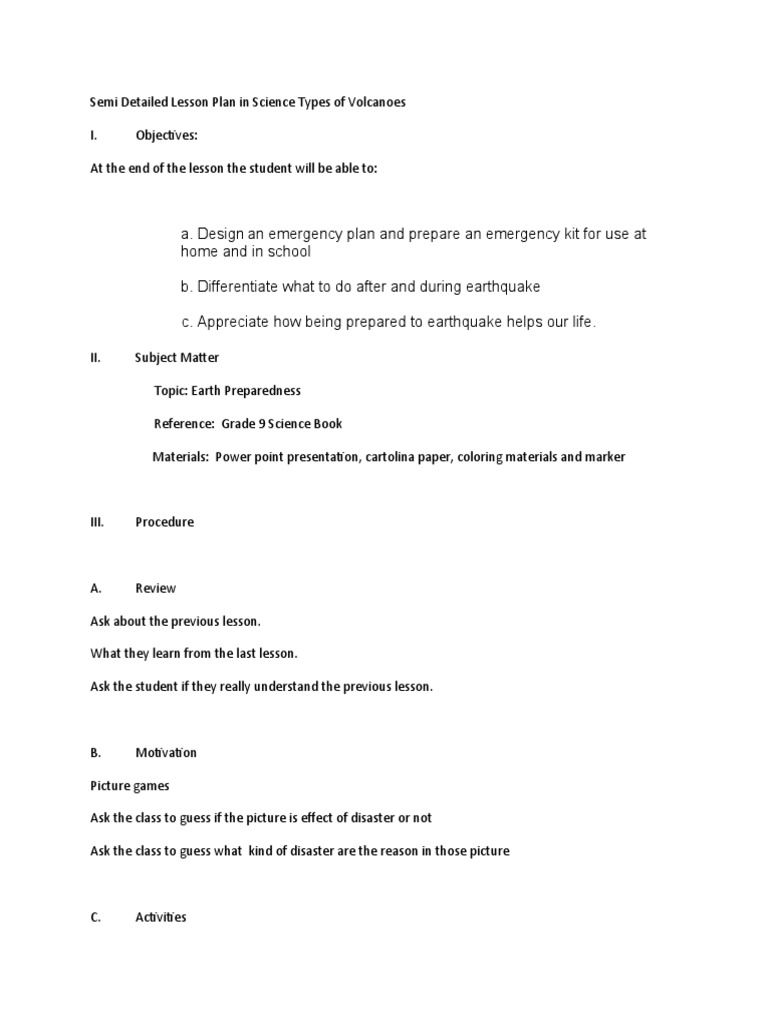Semi Detailed Lesson Plan in Science Earthquake | PDF