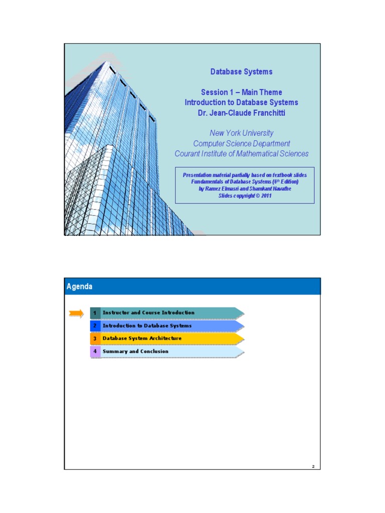 Database Systems Session 1 - Main Theme Introduction To Database Systems Dr. Jean-Claude ...