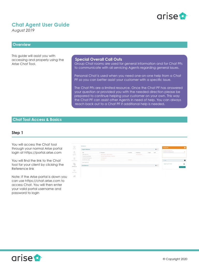 Arise Chat User Guide | PDF | User (Computing) | Icon (Computing)