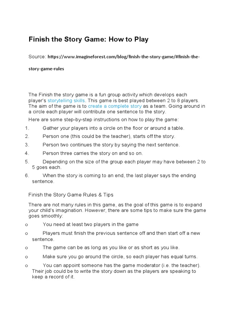 Finish The Story Game: How To Play: Storytelling Skills Create A ...