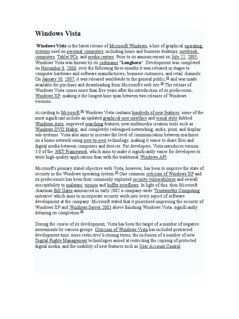 Windows Vista Notes | PDF | Windows Vista | Microsoft Windows