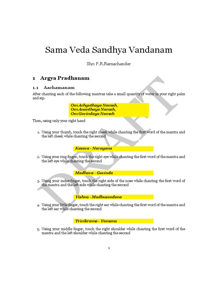 Sandhya Vandana M Mantra | PDF | Hindu Behaviour And Experience | Hindu Prayer And Meditation