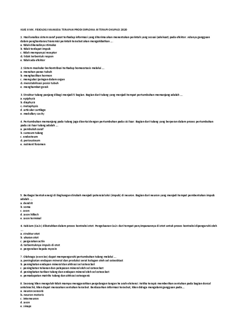 Kuis Ii Fisiologi | PDF