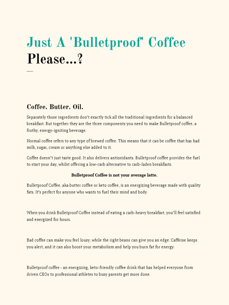 Bulletproof Coffee | PDF