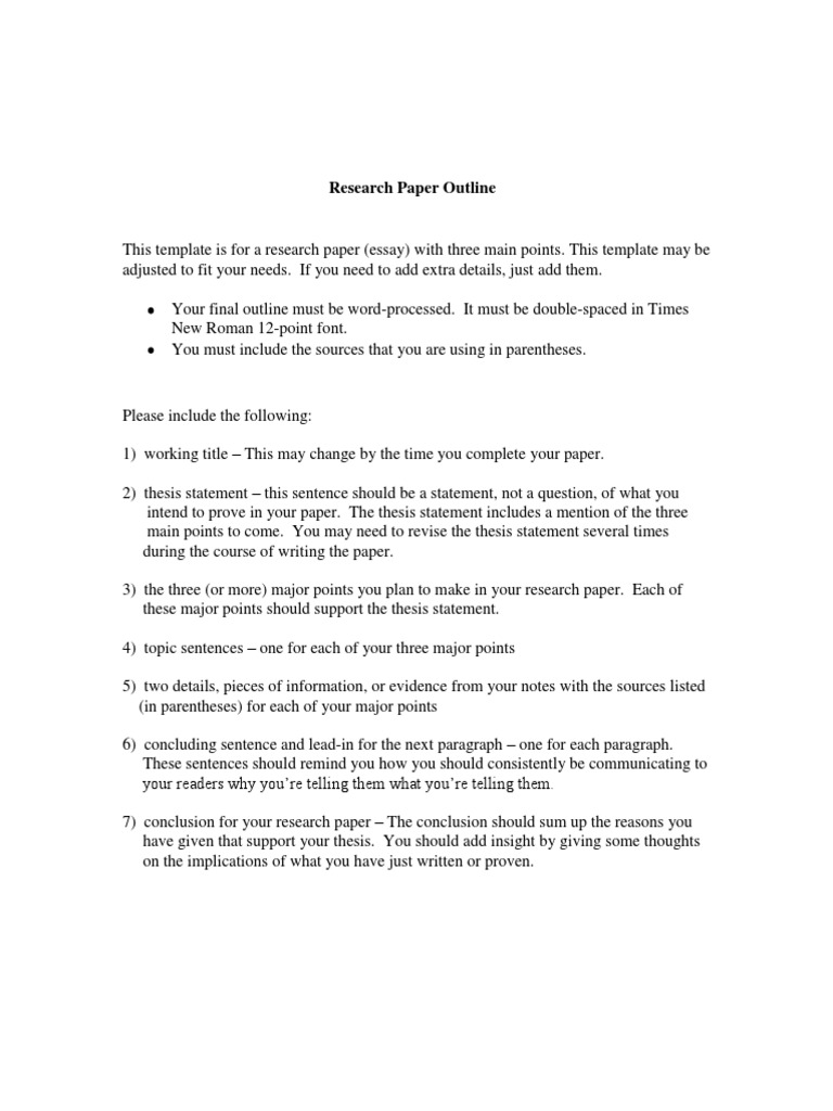 Research Paper Outline Template | PDF | Writing | Written Communication