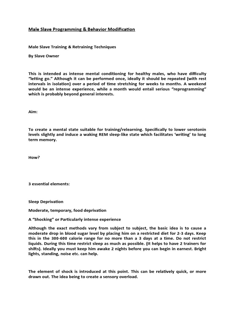 Male Slave Programming & Behavior Modification | PDF | Sleep | Memory