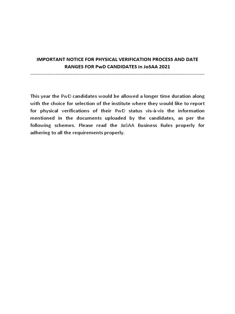 Important Notice For Physical Verification Process | PDF | Business