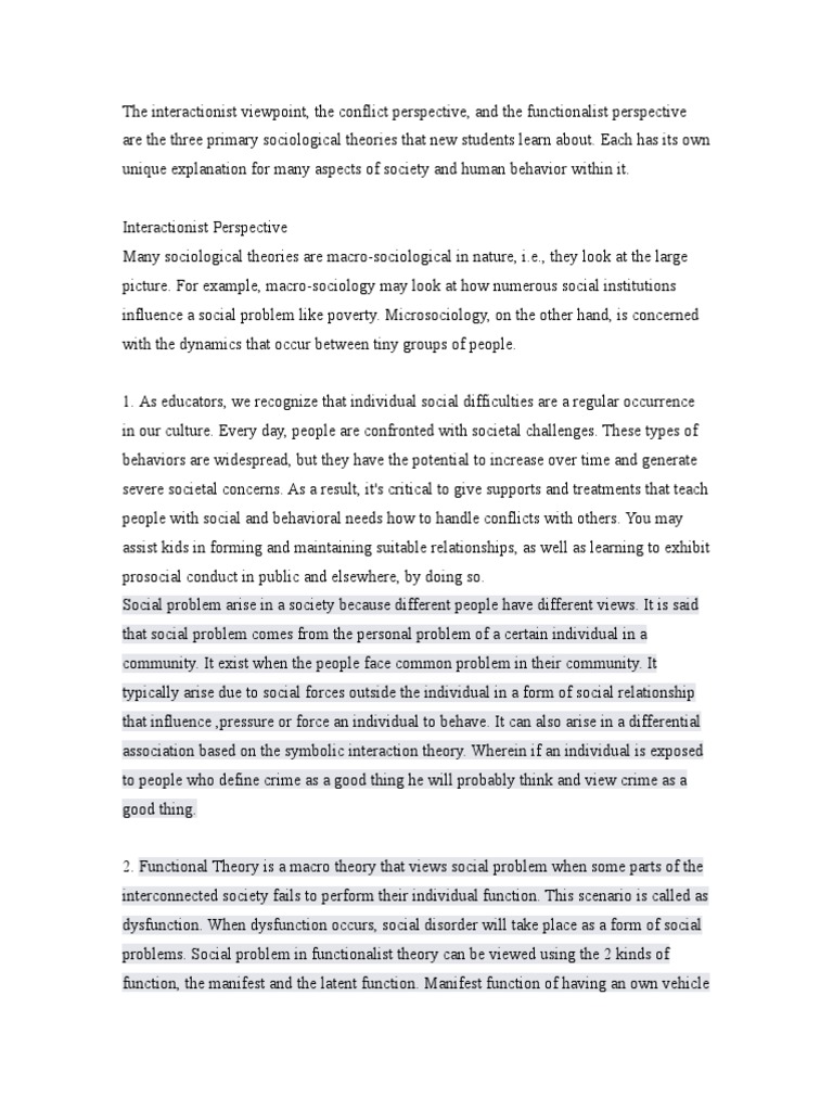 The Interactionist Viewpoint | PDF | Sociology | Sociological Theories