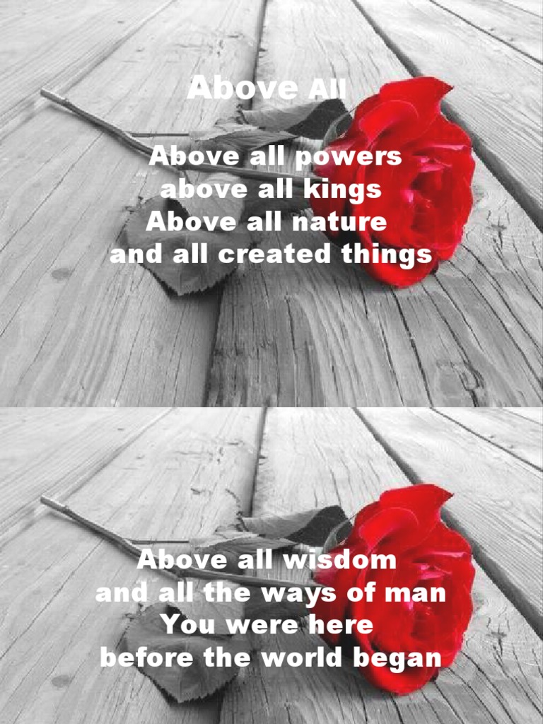 All Above All Powers Above All Kings Above All Nature and All Created ...