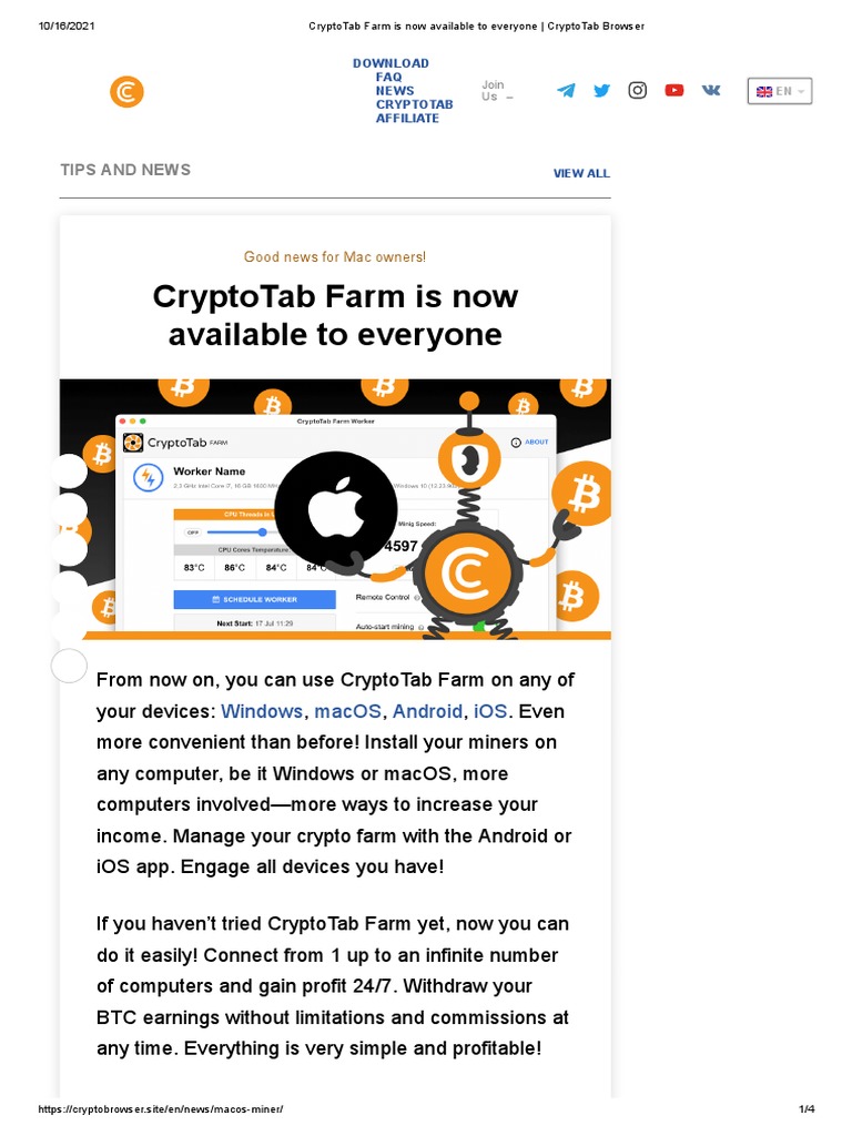 CryptoTab Farm Is Now Available To Everyone - CryptoTab Browser | PDF ...