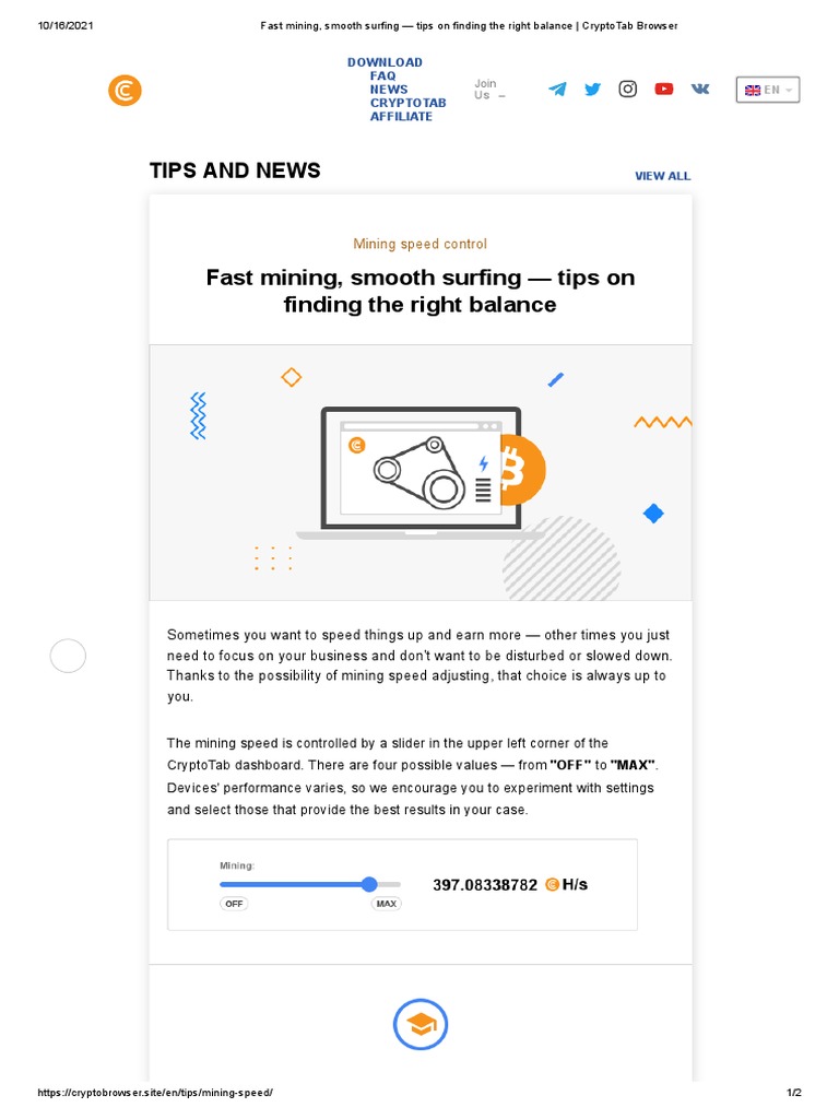 Fast Mining, Smooth Surfing - Tips On Finding The Right Balance ...