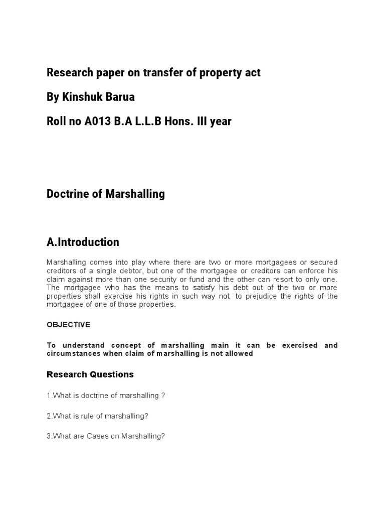 Doctrine of Marshalling | PDF | Mortgage Law | Debt