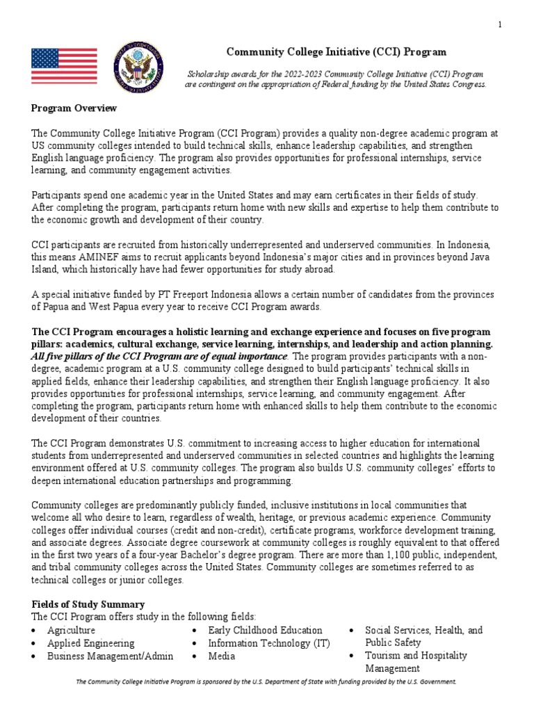 Overview of the Community College Initiative Program: Eligibility ...