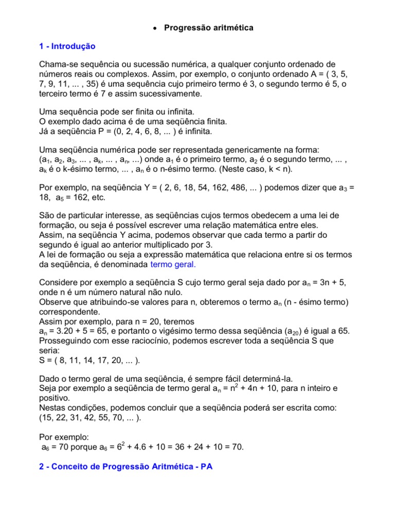 Progressão Aritmética | PDF | Sequência | Análise