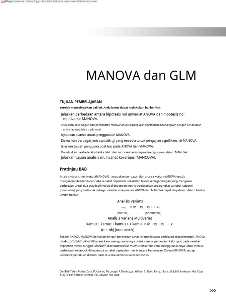 Analisis Manova Dan GLM | PDF