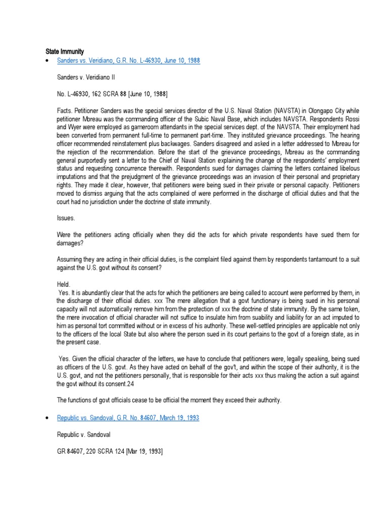 State Immunity Cases | PDF | Lawsuit | Sovereign Immunity