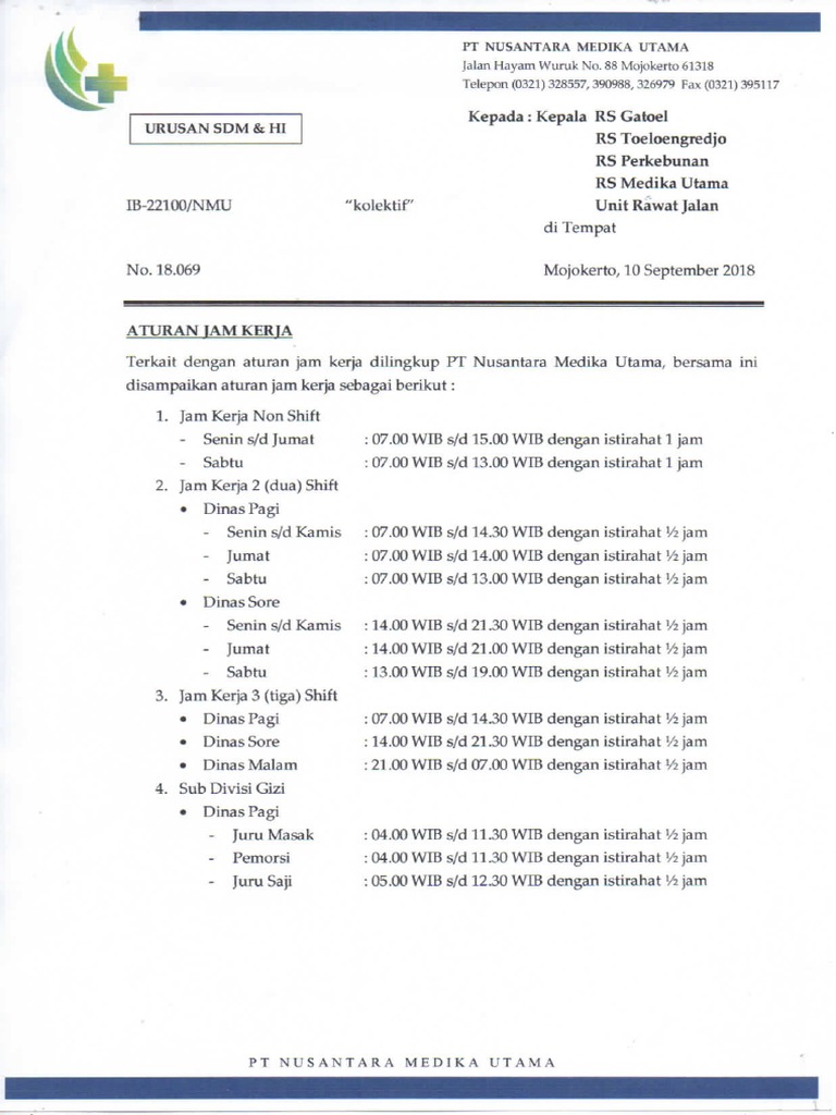 Aturan Jam Kerja | PDF