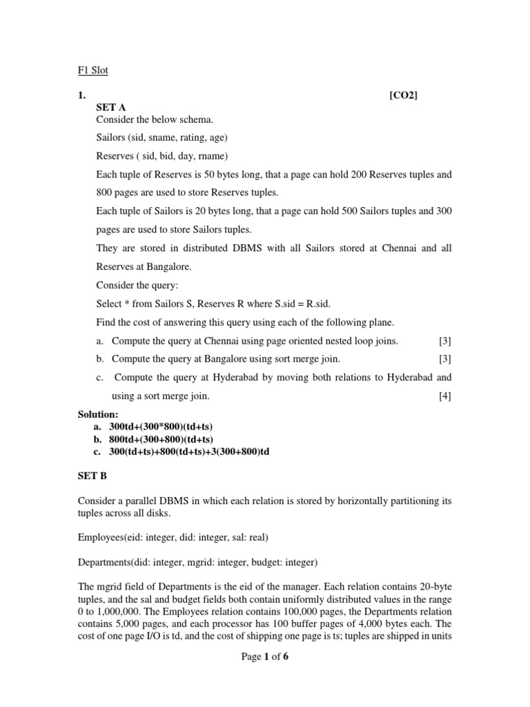 Cost Analysis of Query Processing Using Different Join Algorithms and Data Partitioning ...
