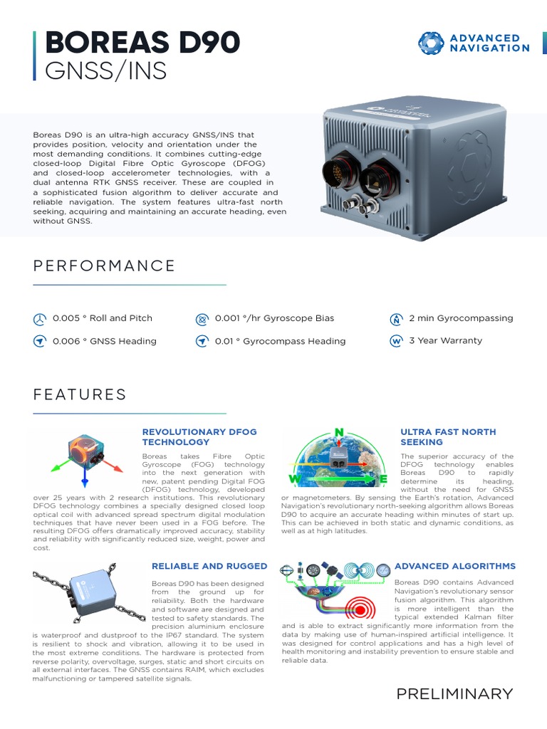 Boreas-D90 Datasheet v1.0 | PDF | Inertial Navigation System | Gyroscope