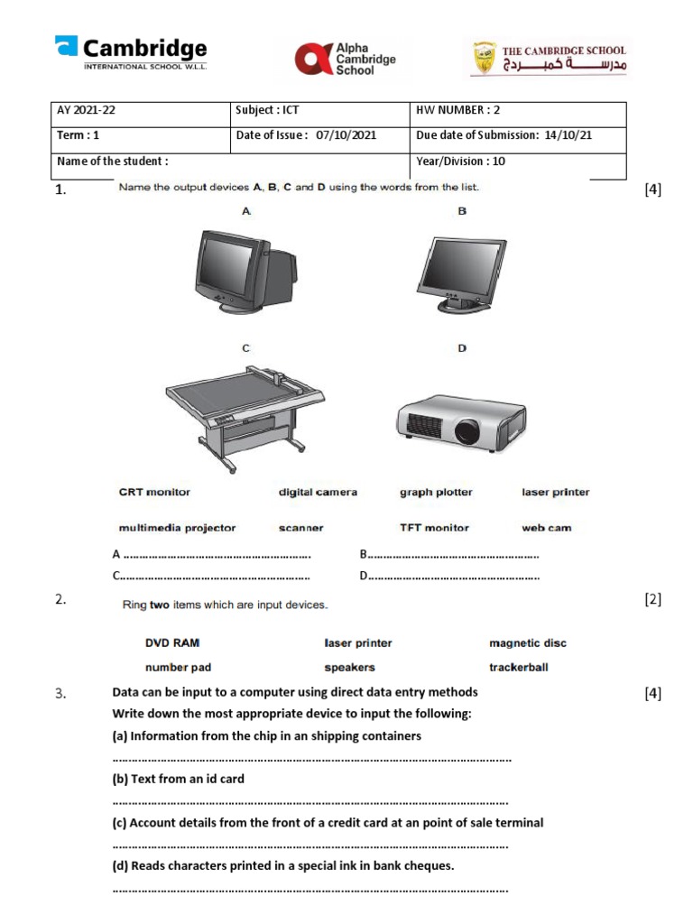 ICT Homework (Term 1 - 2) | PDF