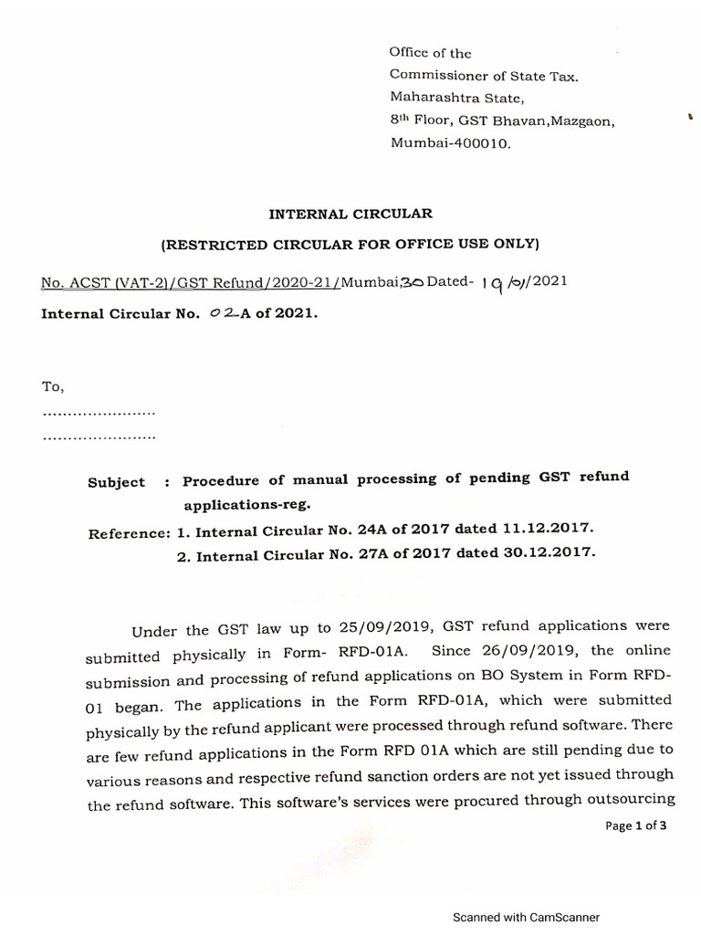 Internal Circular 02 A of 2021 | PDF