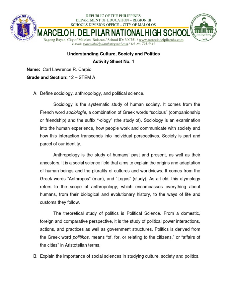 Carpio, Carl Lawrence R. - UCSP Activity Sheet No. 1 | Download Free ...