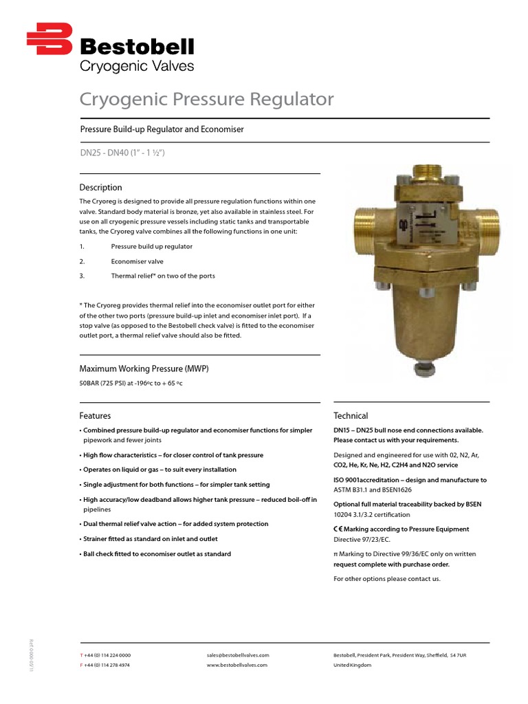 Cryogenic Pressure Regulator Overview | PDF | Valve | Pressure