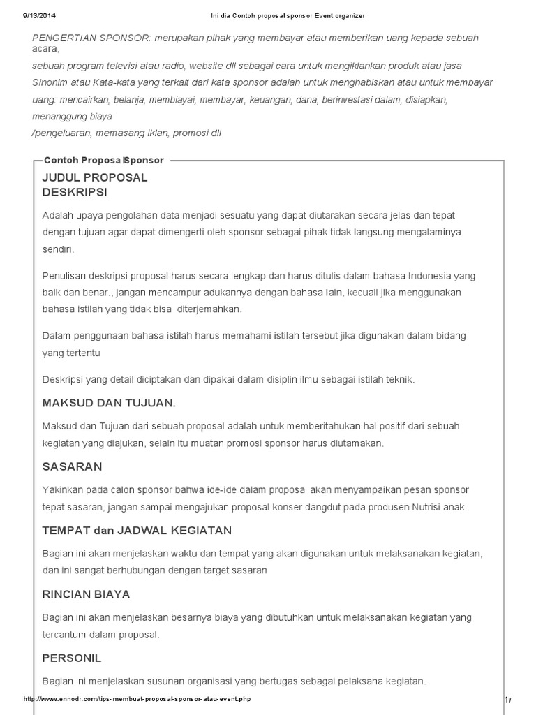 Contoh Proposal Sponsor Event Organizer | PDF