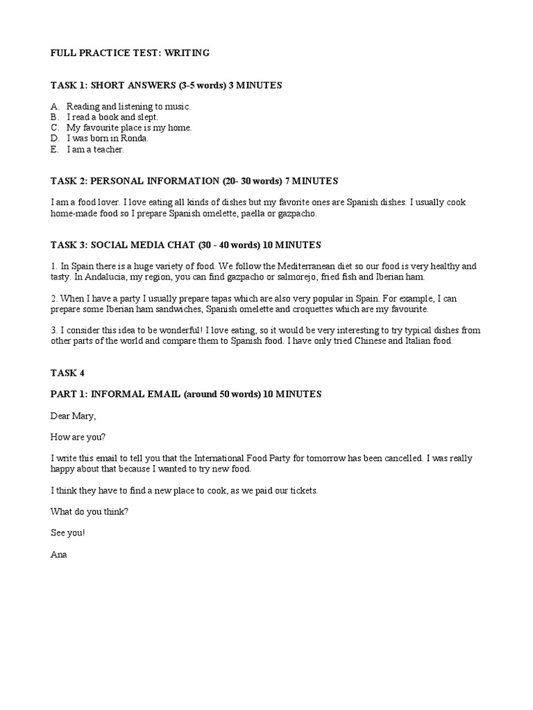 Full Practice Test: Writing | PDF | Language Arts & Discipline